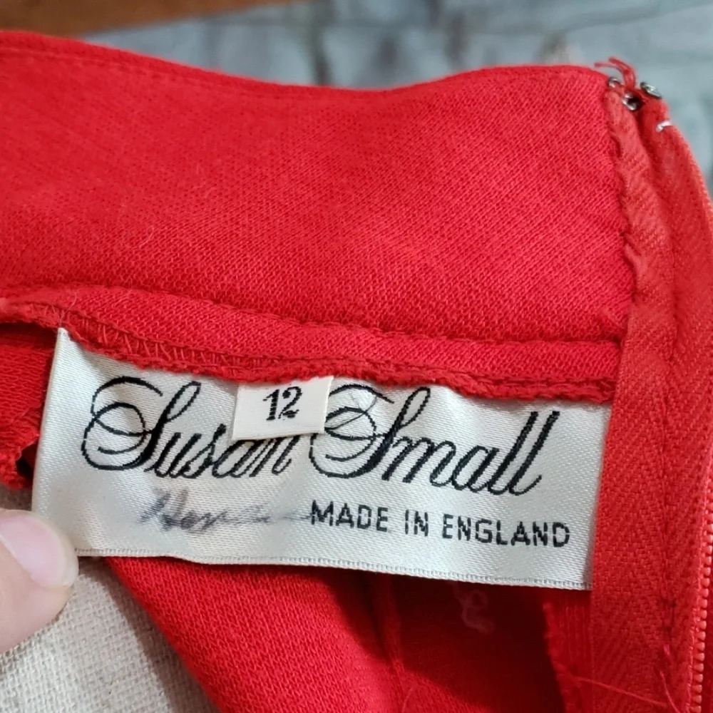 Vintage | Dresses | Vintage Susan Small Mcm Red Ponte Embroidered Puff ...